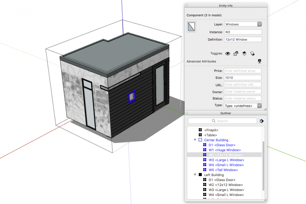 Making a door and window schedule in SketchUp